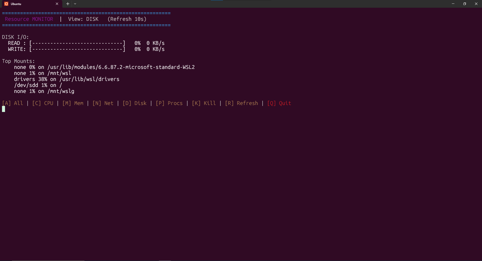 Resource Monitor — Disk